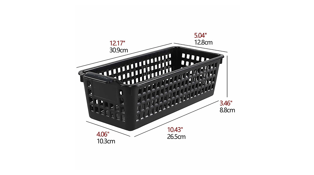 Bringer 6-Pack Slim Plastic Storage Baskets - Organize Efficiently