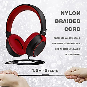 MIDOLA Kids Headphones Wired Volume Limited 85/110dB Over Ear Foldable with Shareport Headset Inline Cable AUX 3.5mm Mic for iPad Notebook Boy Girl Travel School Tablet Black