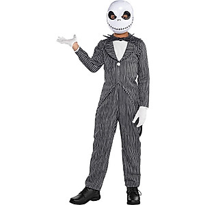 Party City Jack Skellington Costume for Boys - Disney Nightmare Before Christmas Costume Includes Jumpsuit, Bow Tie, & Mask - Costumes for Halloween, Birthday Parties & Themed Events