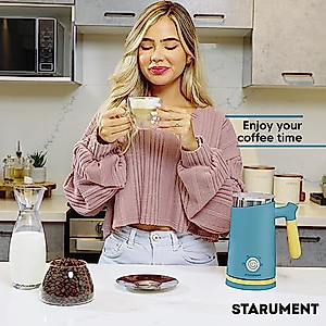 Starument Electric Milk Frother - Automatic Milk Foamer & Heater for Coffee, Latte, Cappuccino, Other Creamy Drinks - 4 Settings for Cold Foam, Airy Milk Foam, Dense Foam & Warm Milk - Easy to Use