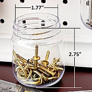 Pegboard Accessories Organizer Storage Jars - Crush & Impact Resistant Plastic Pegboard Jars - One-Handed Locking System - Peg Board Attachments for Craft, Sewing & Garage Storage - Set of 12 (Red)