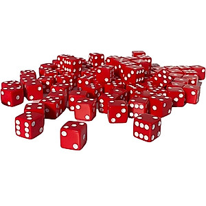 100 Bulk 16mm Dice 4 Color Assortment (Red, Blue, Black and White)