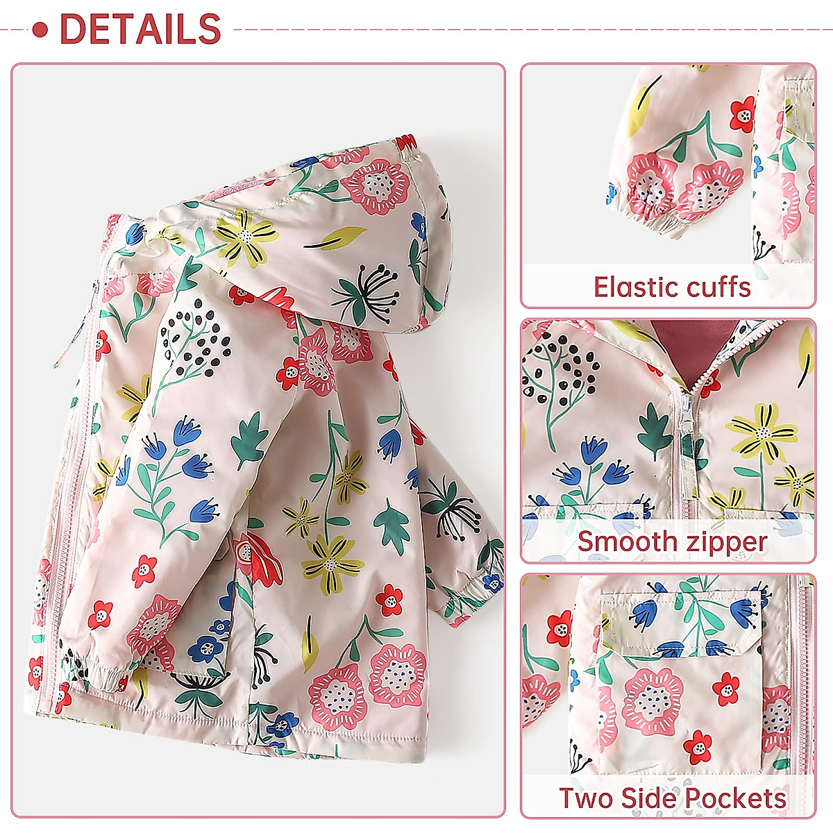 Happy Cherry Infant Fleece Lined Jacket Hooded Coat Zipper Fall Coat Long Sleeve Thick Warm Outerwear Style 2 2-3T