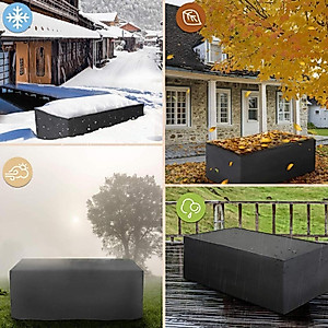 Patio Furniture Covers, 156x156x85cm(LxWxH) Outdoor Table and Chair Cover Wind Dustproof Durable Waterproof Patio Furniture Set Cover, Rectangular 420D Oxford for Deck, Lawn and Backyard