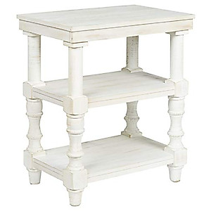 Signature Design by Ashley Dannerville Cottage Wood Accent Table with USB Plug Chargers, 28", White
