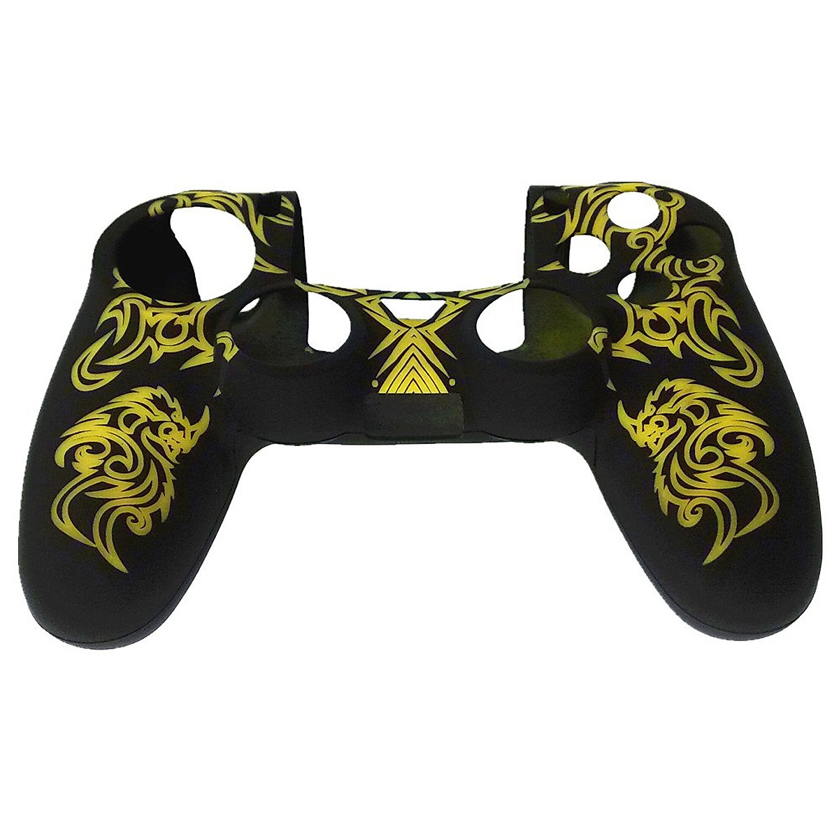 yueton Totem Pattern Soft Silicone Gel Rubber Grip Protective Skin Case Cover for PS4 Controller (Yellow)