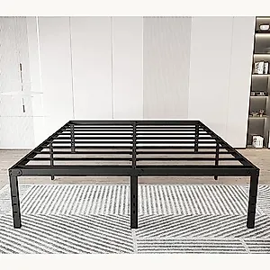 Chezisam Full Bed Frame No Box Spring Needed 18 "Tall Metal Platform Bed Base Heavy Duty Steel Slat Mattress Foundation with Under Bed Storage Space Easy Assembly,Non-Slip Noiseless