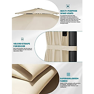 JEAREY 9FT Cantilever Patio Umbrellas Double Top Outdoor Umbrella Heavy Duty Offset Sun Umbrella with Umbrella Cover for Garden, Deck, Backyard and Pool, Beige