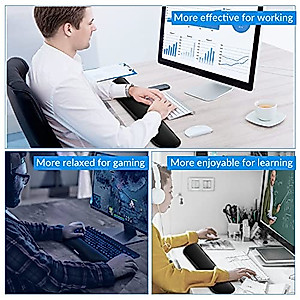 Gimars Keyboard Wrist Rest Pad with 63D High-Density Thicken Enlarge Memory Foam, Anti-Slip Rubber Base and Ergonomic Design for Office,Gaming, Computer, Laptop, Mac, Carpal Tunnel Pain Relief, Black