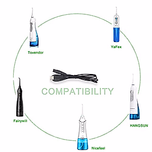 Charger fit for Nicwell/Insmart Cordless Water Flosser, USB Charging Cable Cord Replacement Parts 2-Pack - PDEEY