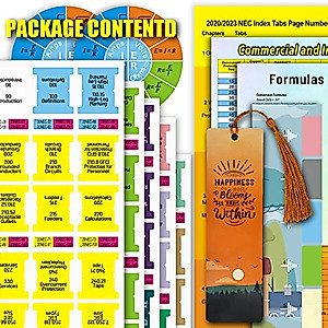 2020/2023 National Electrical Code (NEC) Self-AdhesiveTabs, Color-Coded and Laminated, NEC Tabs with Ohm's Law Stickers and Wire Chart, (Book not Included)