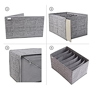 Wardrobe Clothes Organizer 7 Grids, Clothes Storage & Clothing Organizer for Jeans Pants & T-Shirts (Grey)