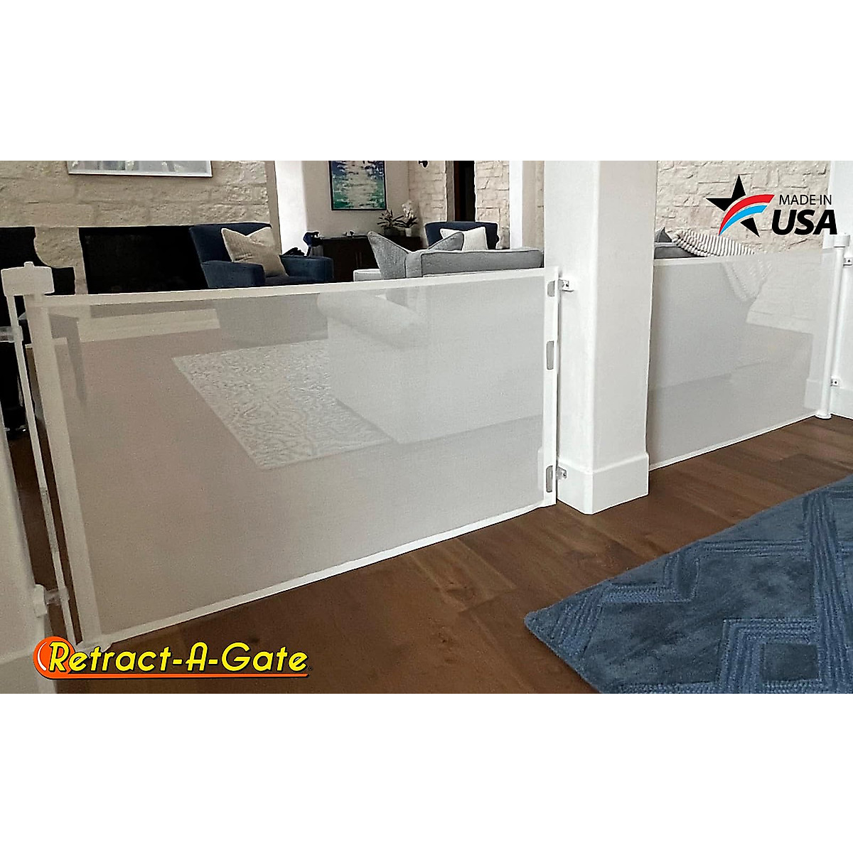 Retract-A-Gate 72" White: The Original and only Made in USA Retractable Baby, Dog, & Cat Gate