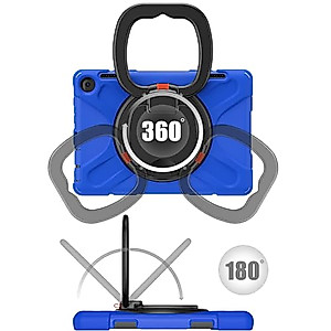 Tablet Case Cover Shockproof Rugged TPU Case Compatible with Kindle Fire HD 8 Tablet and Fire HD 8 Plus Tablet (12th Generation, 2022 Release), Shoulder Strap with Rotating Handle