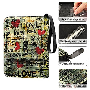 Valentine's Day Love Doodle Card Binder Waterproof Trading Card Blinder Zipper Binder for Cards Collection Sturdy Baseball Card Binder for Playing Game Cards Sport Soccer