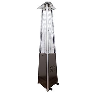 Hiland NG-GT-BRZ Natural Gas Commercial Glass Tube Patio Heater w/Wheels, 42,000 BTU, Variable Heat Control, Pyrmaid, Bronze