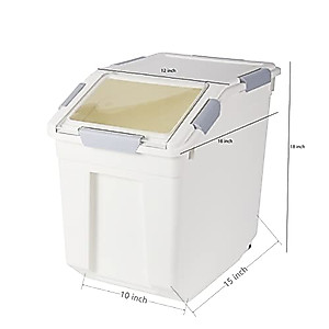 Flour Storage Container 25 lb with Wheels Seal Locking Lid PP Pack-6