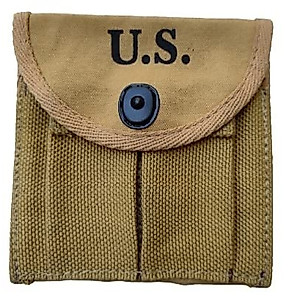 U.S WWII M1 Carbine Buttstock Ammo Ammunition Cartridge Magazine Pouch WW2 (Khaki)