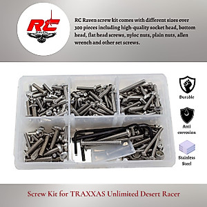 RC Raven RC Screw Kit for Unlimited Desert Racer with over 300 pcs Stainless Steel RC Car Tool Kit including Head Screws, nuts, Washers and Set Screws
