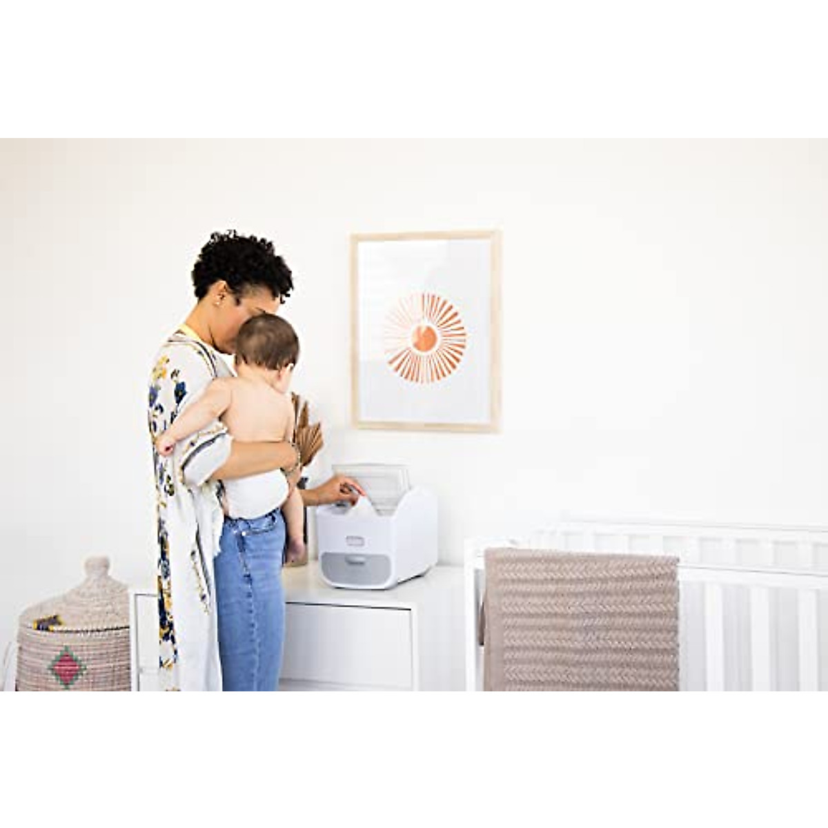 Ubbi Portable Diaper Changing Station Diaper Storage Caddy Organizer with Folding Changing Mat, Stores Baby Diapers, Wipes and Baby Accessories, Gray