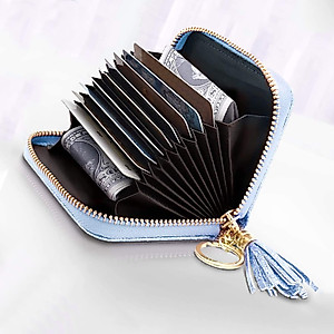 ENYISDAN Blue Small Wristlet Wallets for Women Glitter FRID Leather Credit Card Holder Wallets for Ladies Girls Short Purse