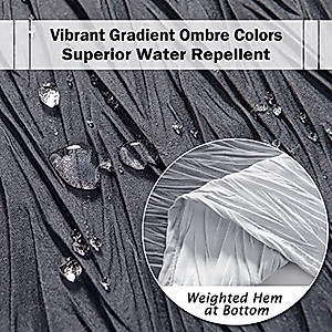 Reeple Ombre Shower Curtain Set with Hooks for Bathroom Textured Waterproof Gradient Fabric Bath Shower Curtain 72 x 72 Inches Grey