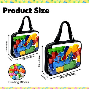 4 Packs Large Toy Storage Bags,Clear PVC Bags with Zipper,Toy Storage Organizer,Waterproof Toy Bags for Board Games, Building Blocks,Leather Material,TOYS design,(Big Size)