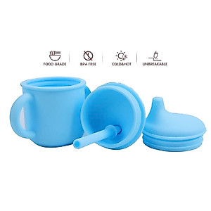 Baby cup with two lids, straw and sippy cup, Silicone baby cup-sippy cup-baby sippy cup- training cup- un breakable cup -cup with two handles- straw cup with handles