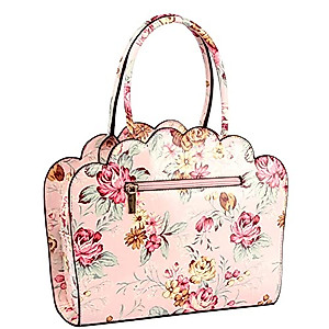 3D Flower Applique Floral Leopard Print Patent Vegan Leather Satchel Handbag Wallet Set (Flower/Leopard Print - Brown)