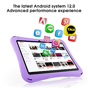 SGIN Tablet for Kids, 10 Inch Android 12 Kids Tablet with Kids Case, 2GB RAM 64GB ROM, 5000mAh, 1280 * 800 Display, Dual Camera, WiFi, Educational Games, Blue Butterfly Handle