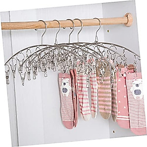 4 pcs Hangers for Clothes Drying Rack for Clothes Clip Hanger Sock Hanger Clip Stainless Steel Socks Hanger Clip drip Hanging Rack Clothes Hanger Drying Hook for Sock Coat Hanger Zerodeko