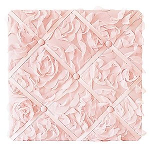 Sweet Jojo Designs Pink Floral Rose Fabric Memory Memo Photo Bulletin Board - Solid Light Blush Flower Luxurious Elegant Princess Vintage Boho Shabby Chic Luxury Glam High End Roses