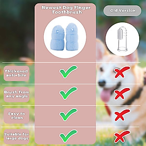 JOOEASI Dog Finger Toothbrush, 4 Pack Heavy Duty Dog Tooth Brushing Kit Soft Silicone Finger Toothbrush for Dogs, Cats (Blue and Pink) (4 Pack)