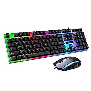 Wgxyihai Adjustable Gaming Keyboard G21 Wired USB Gaming Keyboard Rainbow Mouse and Keyboard Combo Set with Mechanical Backlit Keyboard and Mouse Set (Color : Black)
