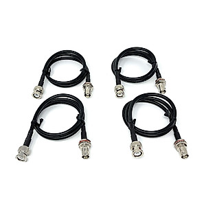 Generic 19inch Antenna Re-location Rack Mount Kit 1U Front Panel 4 Hole Ports w/ 4 Cables