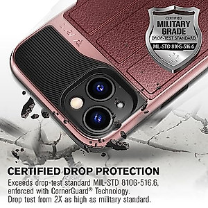 VENA vCommute Wallet Case Compatible with Apple iPhone 14 (6.1"-inch), (Military Grade Drop Protection) Flip Leather Cover Card Slot Holder with Kickstand - Red