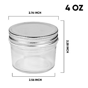 Accguan 4oz Glass Jars With Lids(Silver),Mason Jars,Ideal For Honey,Jam,Wedding Favor,DIY Magnetic Mini Spice Jars For Kitchen,Set of 40
