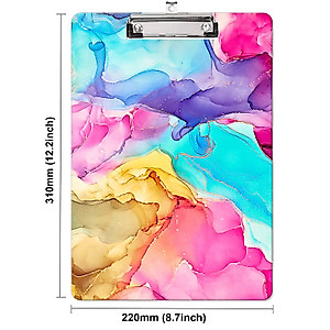 Office Clipboard, Cute Clipboard with Designs A4 Standard Letter Size Wooden Hardboard Clipboards Retractable Hole for Hanging Decorative Clip Board (C-Pretty Marble-8)