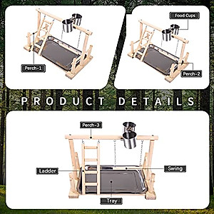 QBLEEV Bird's Stand Playground Climb Wooden Perches (Bird Stand(14.4" L * 9" W *9.7" H))