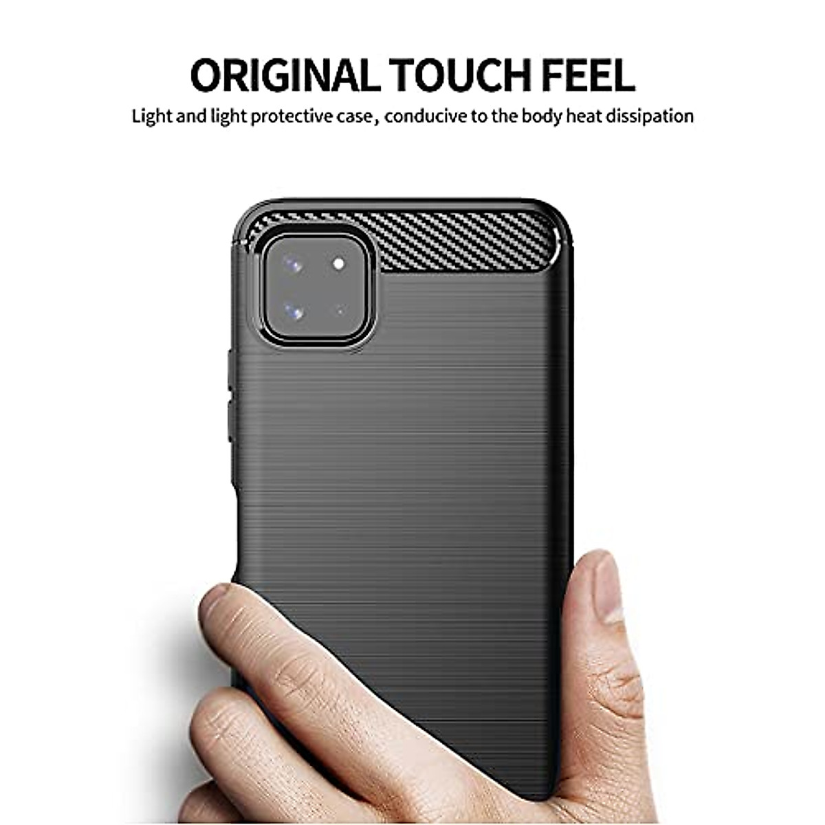 M MAIKEZI Samsung A22 5G case,Galaxy A22 5G case,with HD Screen Protector, Soft TPU Slim Fashion Non-Slip Protective Phone Case Cover for Samsung Galaxy A22 5G (Black Brushed TPU)
