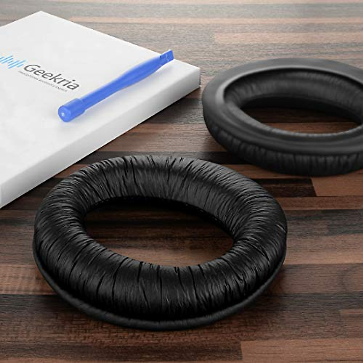 Geekria QuickFit Leatherette Replacement Ear Pads for Sony MDR-RF6000, RF6500, RF7000, RF7100, MDR-DS6000, DS6500, DS7000, DS7100, XD150, XD200 Headphones Earpads, Repair Parts (Black)