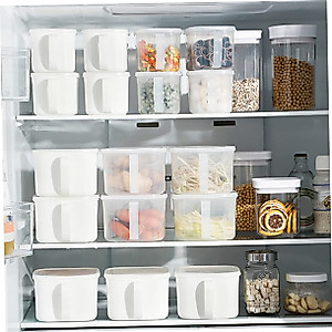 KICHOUSE 2pcs Storage Box with Handle Stackable Storage Bins Storage Drawers Plastic Clear Storage Bin with Lid Rice Airtight Containers Freezer Storage Organizer Pe Oatmeal Fruit re-usable