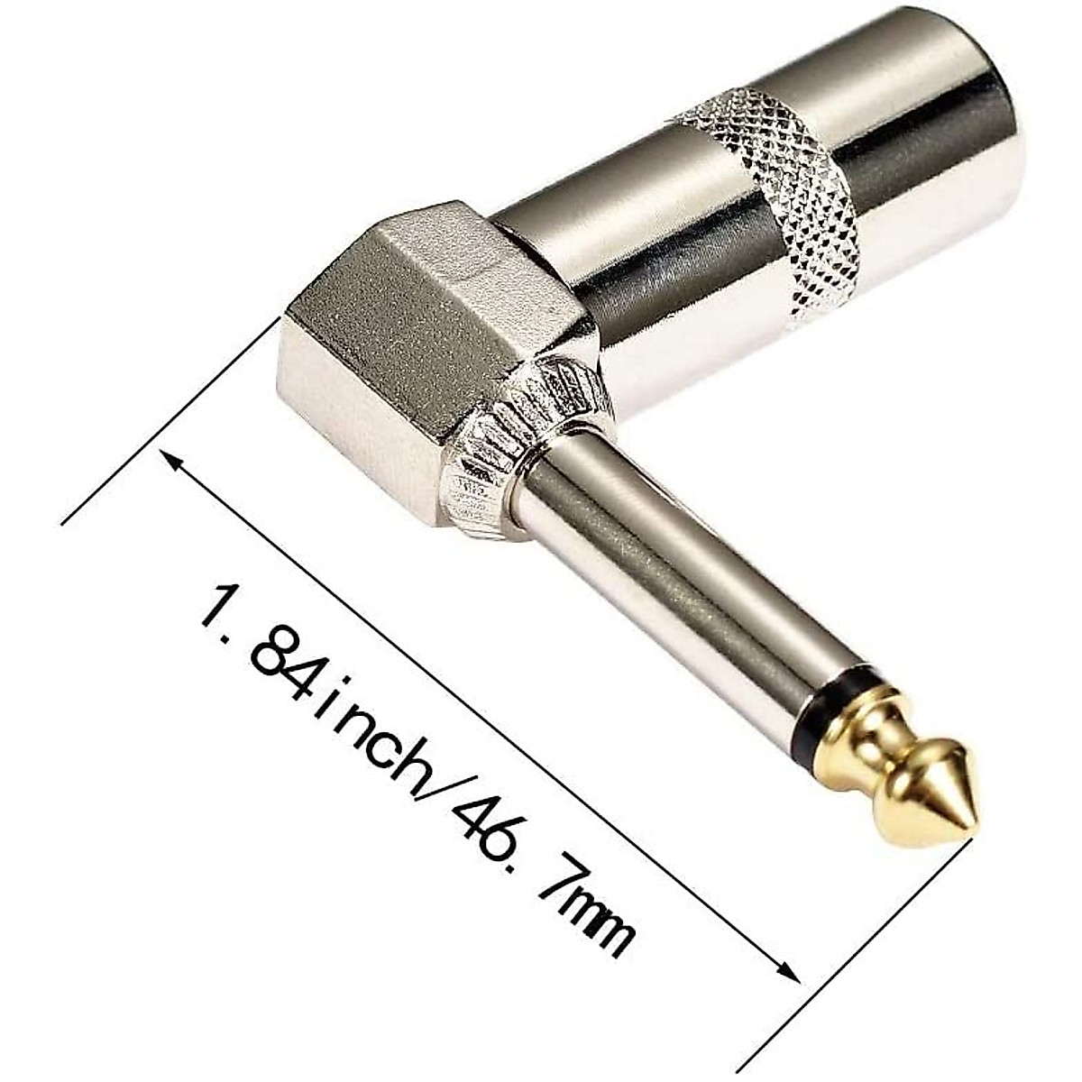 HUASEN TS Mono Plug,1/4" 90 Degree Right Angle Plug, 6.35mm Heavy Duty TS Mono Male Solder Type Jack Connector for DJ Mixer Speaker Cables Guitar Cables Microphone Cables (Right Angle TS Plug)