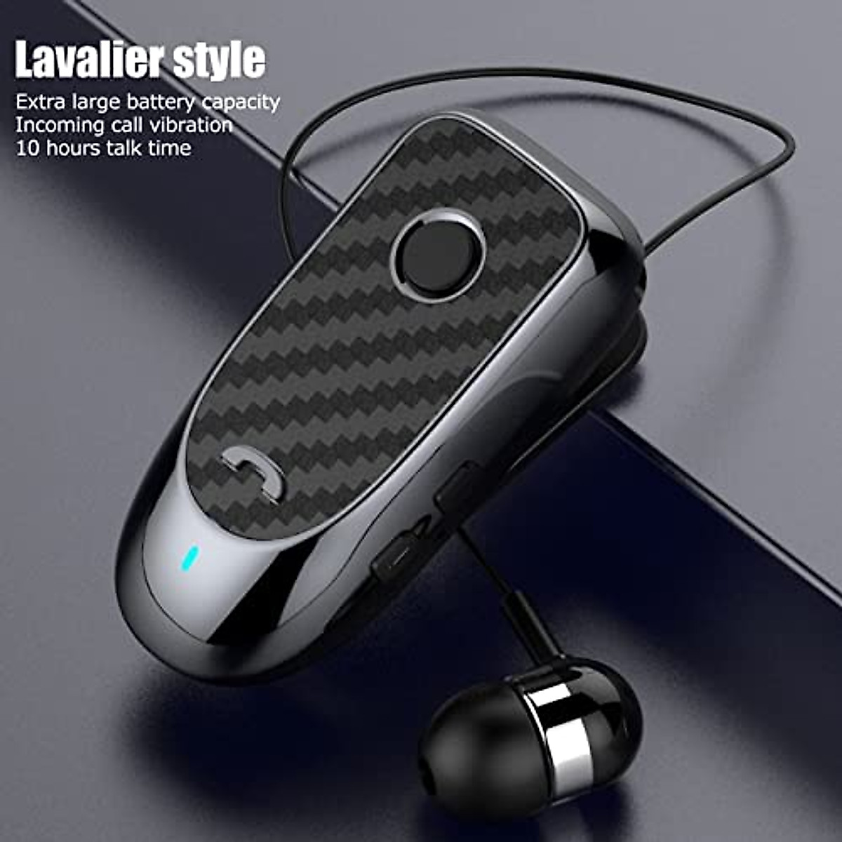 Acogedor Retractable Bluetooth Earphone Business Lavalier Earphone Vibration for Incoming Calls Wireless Handsfree Earpiece for Smartphone