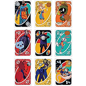 Mattel Games UNO Space Jam: A New Legacy Themed Card Game Featuring 112 Cards with Movie Graphics, Kid, Movie & Sports Fan Gift Ages 7 Years & Older.