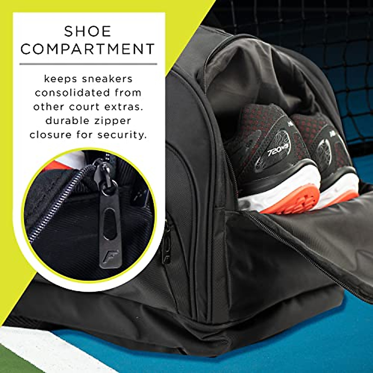 Franklin Sports Pickleball Backpack + Duffle Bag - Elite Series Pickleball Bag for Paddles, Pickleballs + Equipment - Hybrid Backpack + Duffle Bag Design - Pickleball Bag for Men + Women - Black