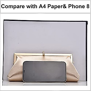 Luxury Satin Classic Evening Clutch Bag with Elegant Rhinestone Bling Crossbody Bag for wedding bridal graduation prom (Gold)