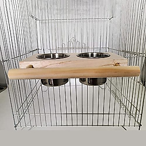 homozy Bird Feeding Dish Cups with Wooden Platform for Parrot Parakeets Cockatiels