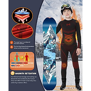 MeetHoo Children's Thermal Sets Skin-friendly Sports Base Layer Winter Ski Hunting Gear Underwear, Red, Medium