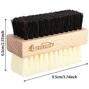 YoungJoy 2 Pieces Dual Sided Sneaker Shoe Cleaner Brush Set Shoes Clean Brush Kit Both Boar and Plastic Bristles with Microfiber Cloth (A)